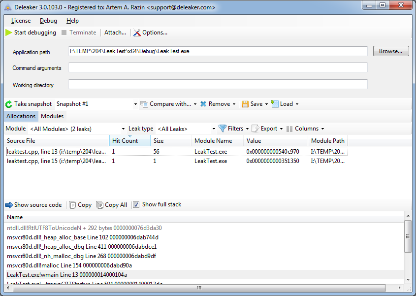 C Memory Leak Detection Tool With Or Without Visual Studio